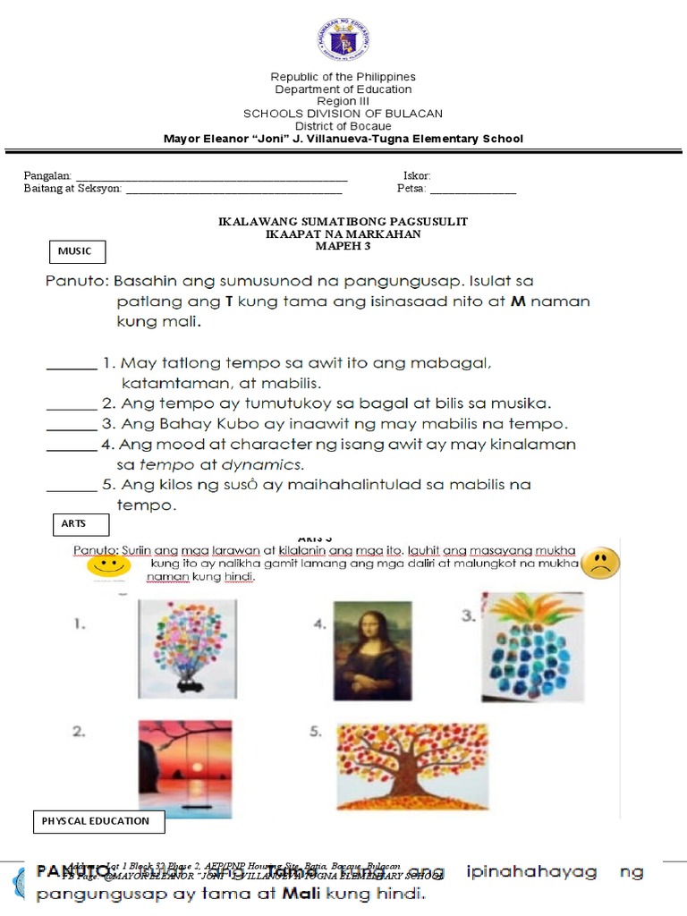 2nd ST Mapeh 4q-With-Tos | PDF