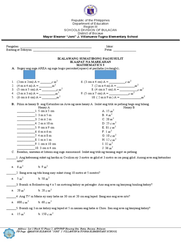 2nd ST Math 4q-With-Tos | PDF