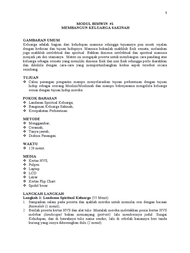 MODUL BIMWIN #1. Membangun Keluarga Sakinah | PDF
