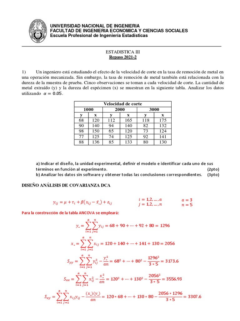 Repaso Estad - III 2021-2 | PDF | Teoría estadística | Métodos de evaluación