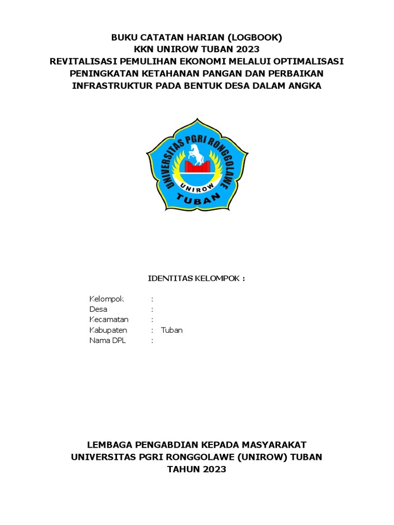 5 Format Buku Catatan Harian Logbook KKN Tematik UNIROW Tuban Tahun ...