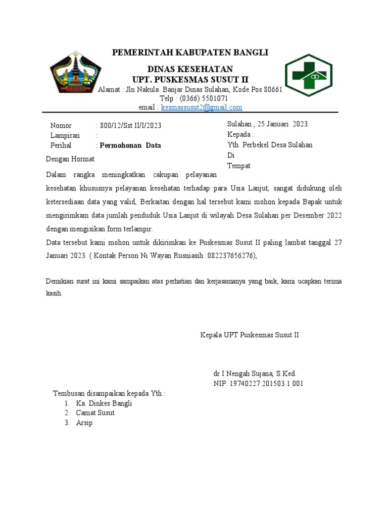 Surat Data Lansia | PDF