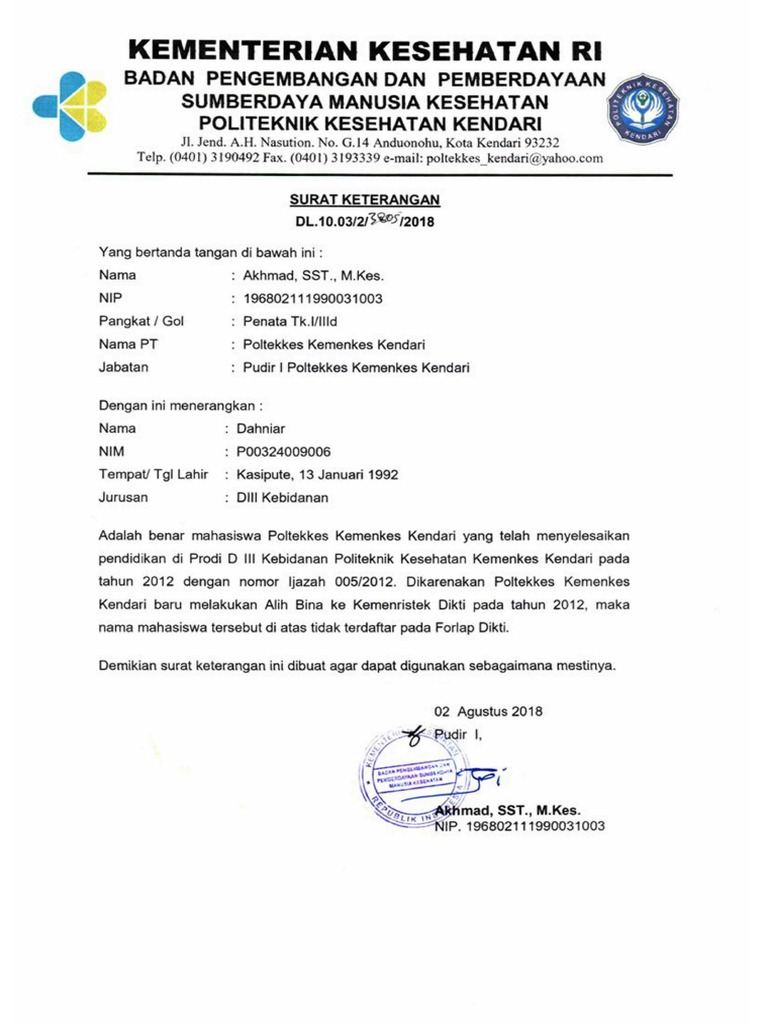 Surat Keterangan Kemenkes Pdf