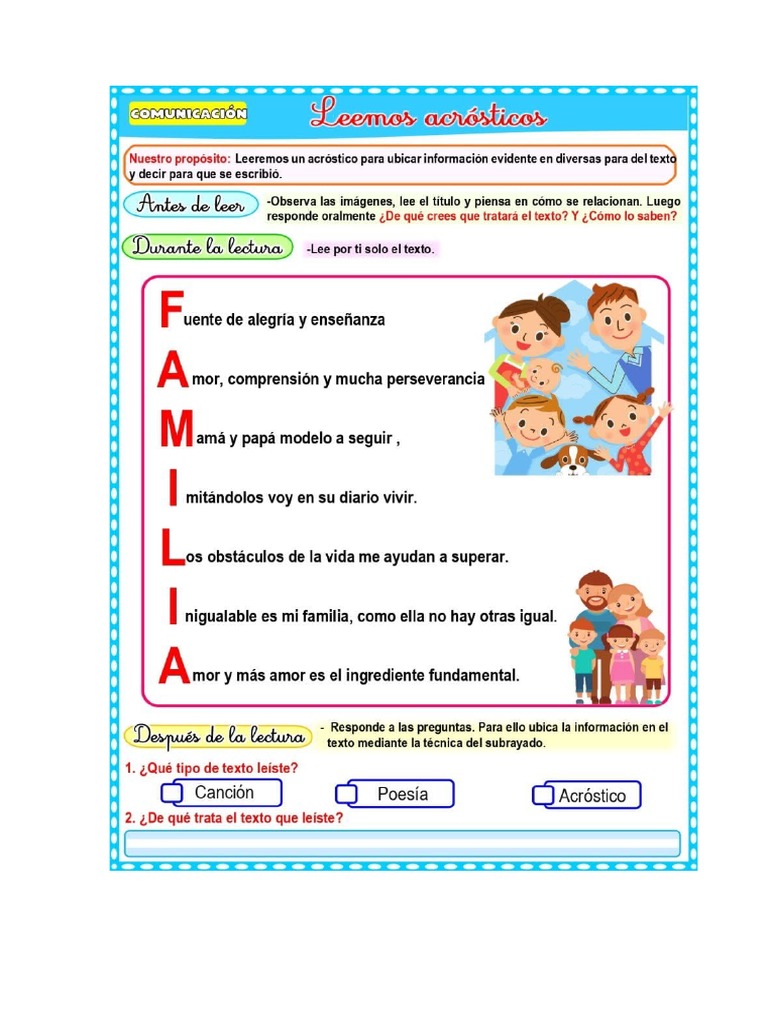 Final Ficha Leemos Acrósticos | PDF