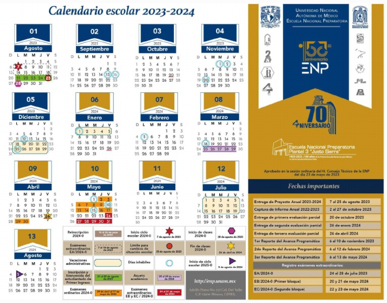 Calendario Aprobado ENP 2023-2024 CT | PDF