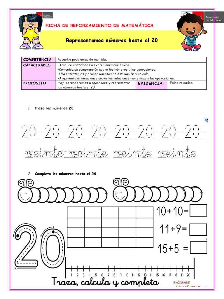 Números hasta el 20: Ejercicios y Estrategias | PDF