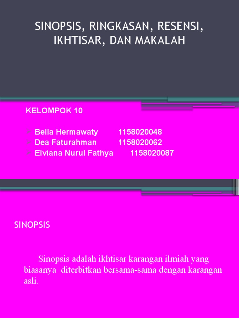 Sinopsis, Ringkasan, Resensi, Ikhtisar | PDF