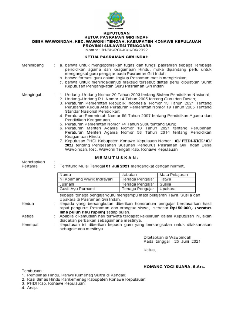 SK Ketua Pasraman | PDF