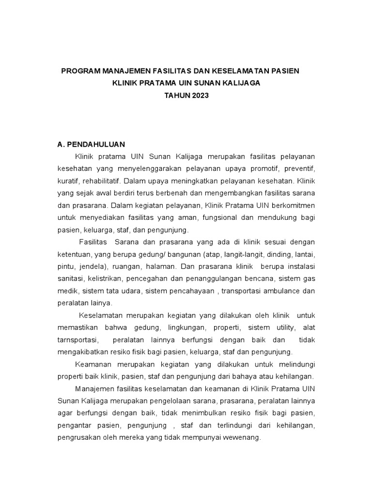 Program MFK Klinik Pratama Uin | PDF