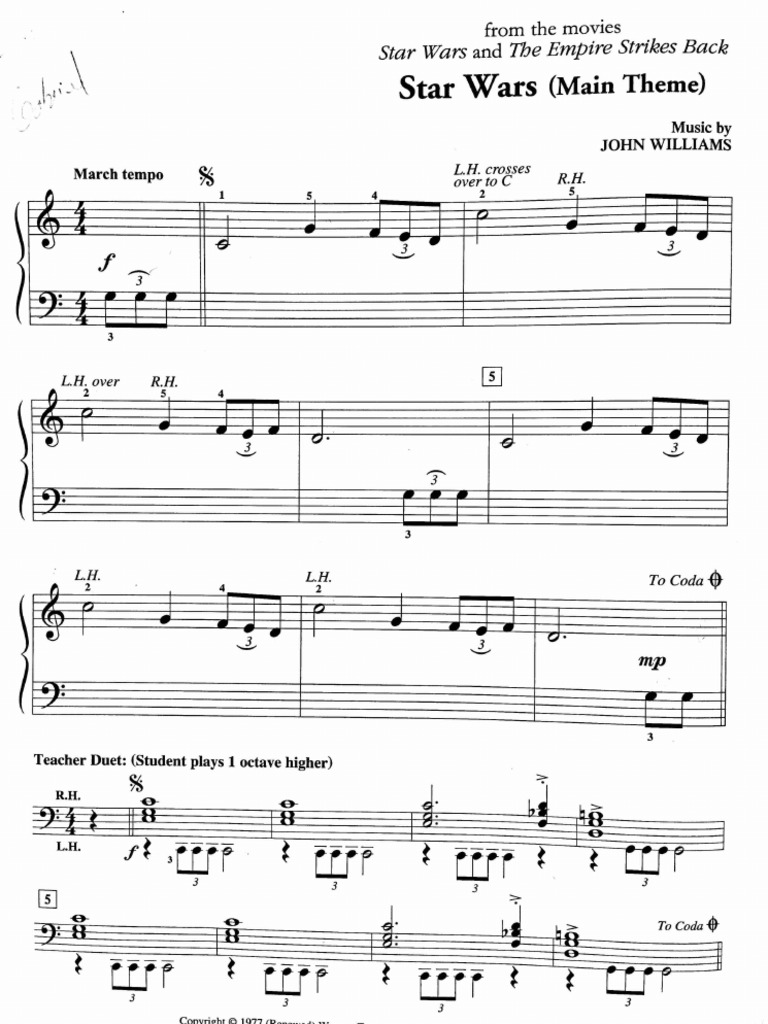 Star Wars - Arranjo retirado do livro Play Time Popular Faber & Faber | PDF