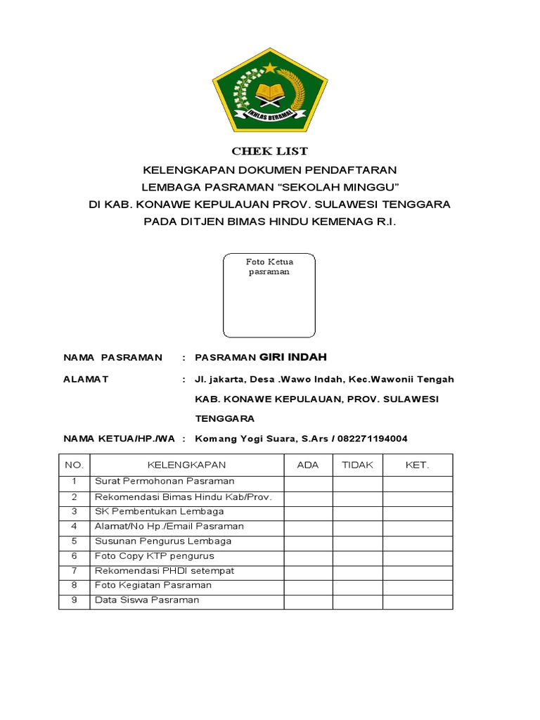 Pendaftaran Pasraman Giri Indah | PDF | Pengembangan Diri | Agama & Spiritualitas