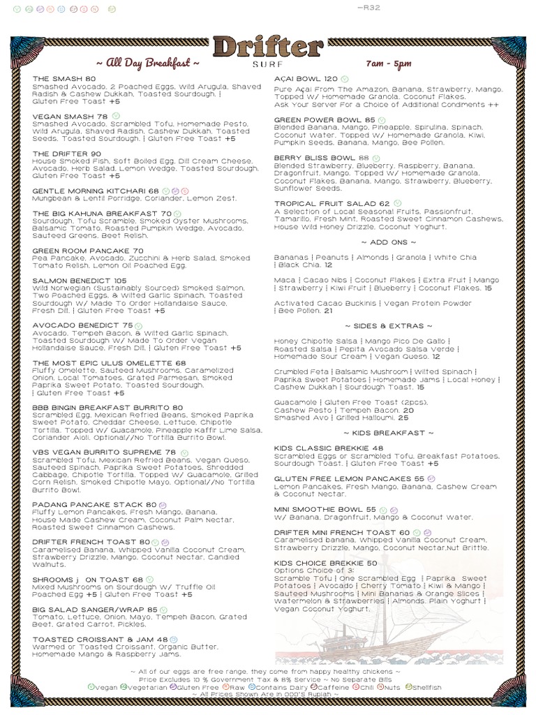 Drifter Menu Breakfast 2021 q1 r32 | PDF