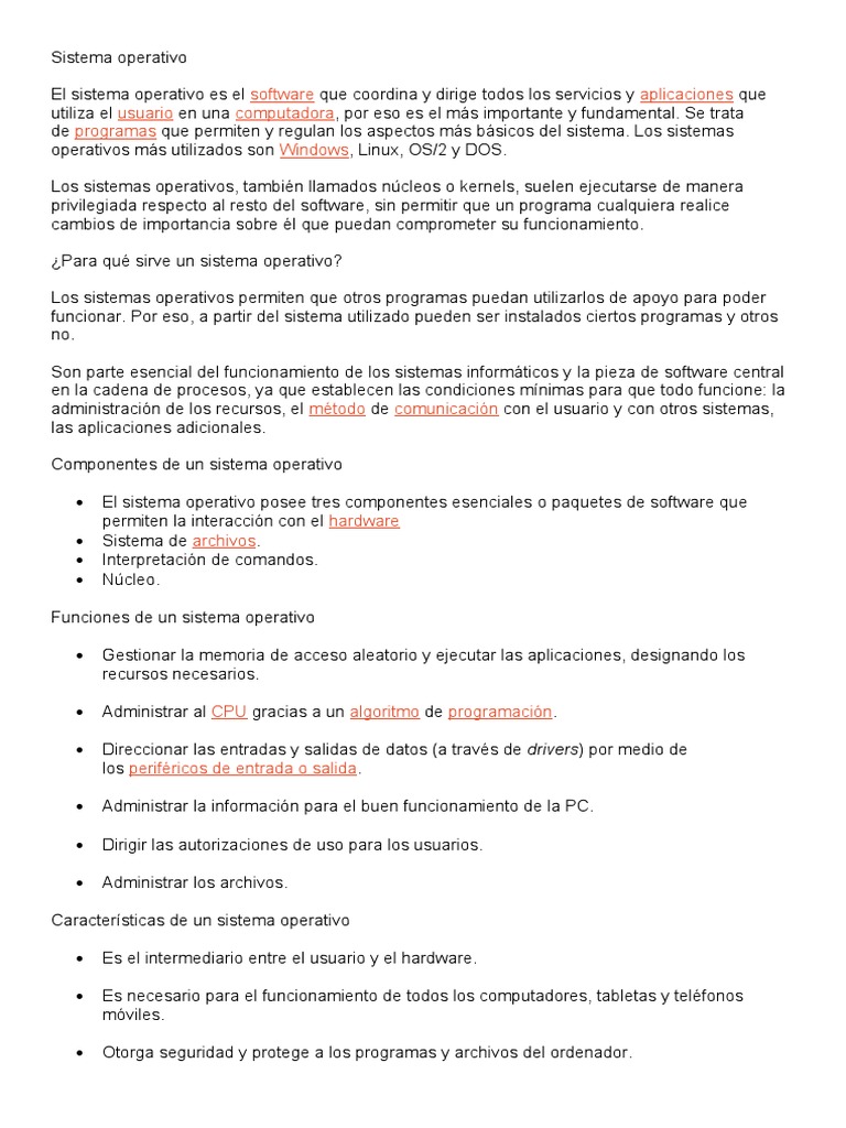 Sistema Operativo | PDF | Sistema operativo | Usuario (informática) Sistema Operativo | PDF | Sistema operativo | Usuario (informática)