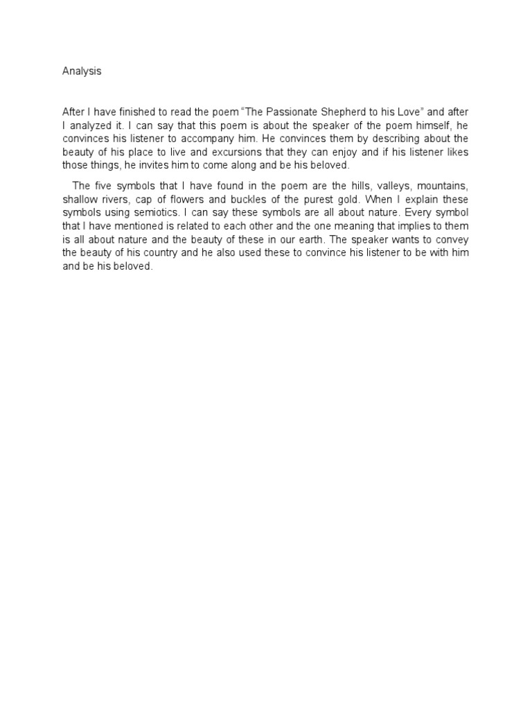 The Passionate Shepherd To His Love Analysis | PDF