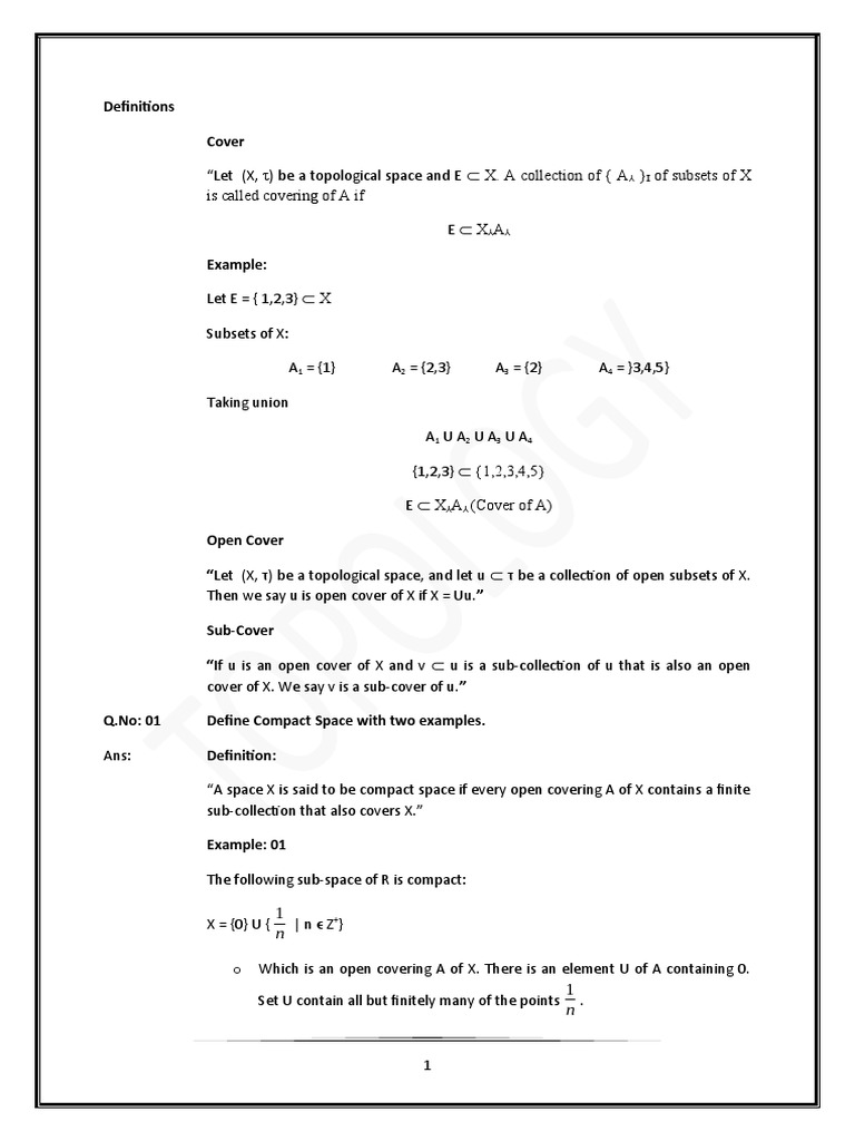 Topology Assignment | PDF | Compact Space | Empty Set