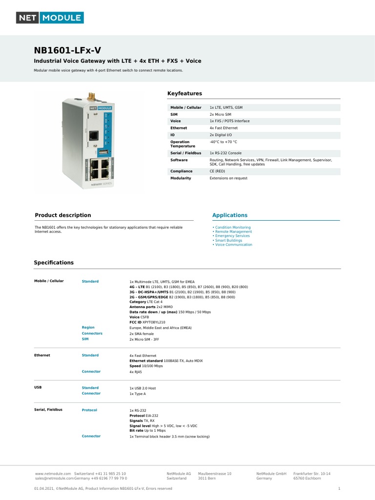 NB1601 LFX V | PDF | Lte (Telecommunication) | Computer Network