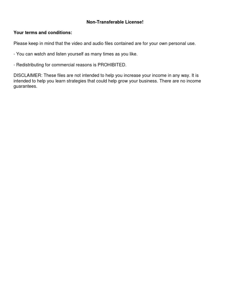 Non-Transferable License Terms Explained | PDF | Business | Self ...