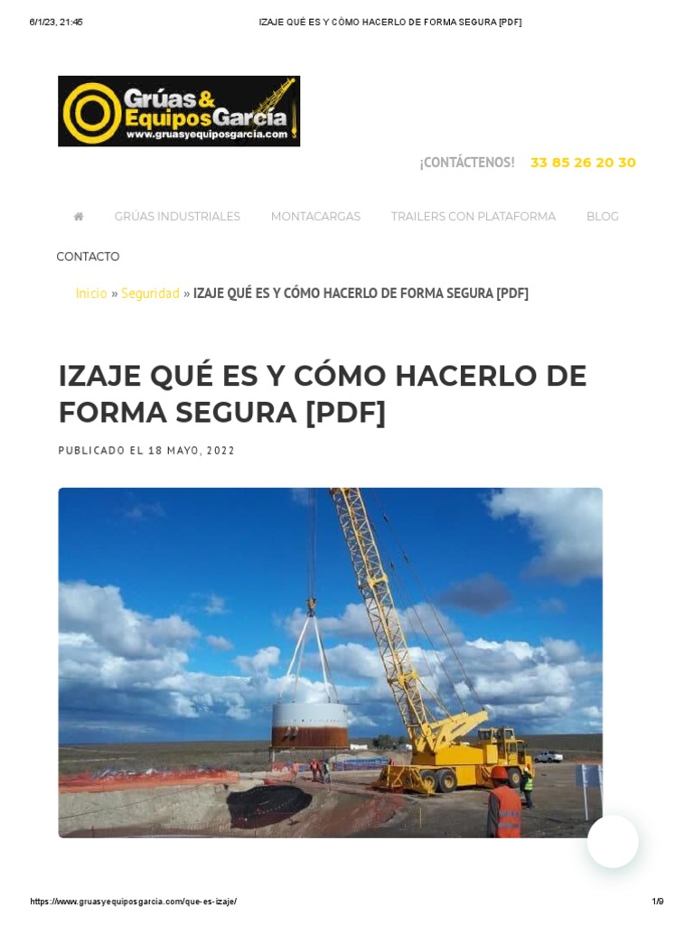 Izaje Qué Es y Cómo Hacerlo de Forma Segura (PDF) | PDF | Grúa (máquina) | Equipos de construcción