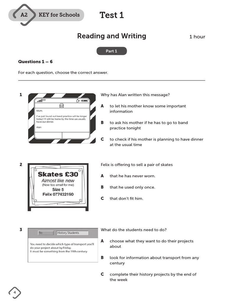 Test 1: Reading and Writing | PDF