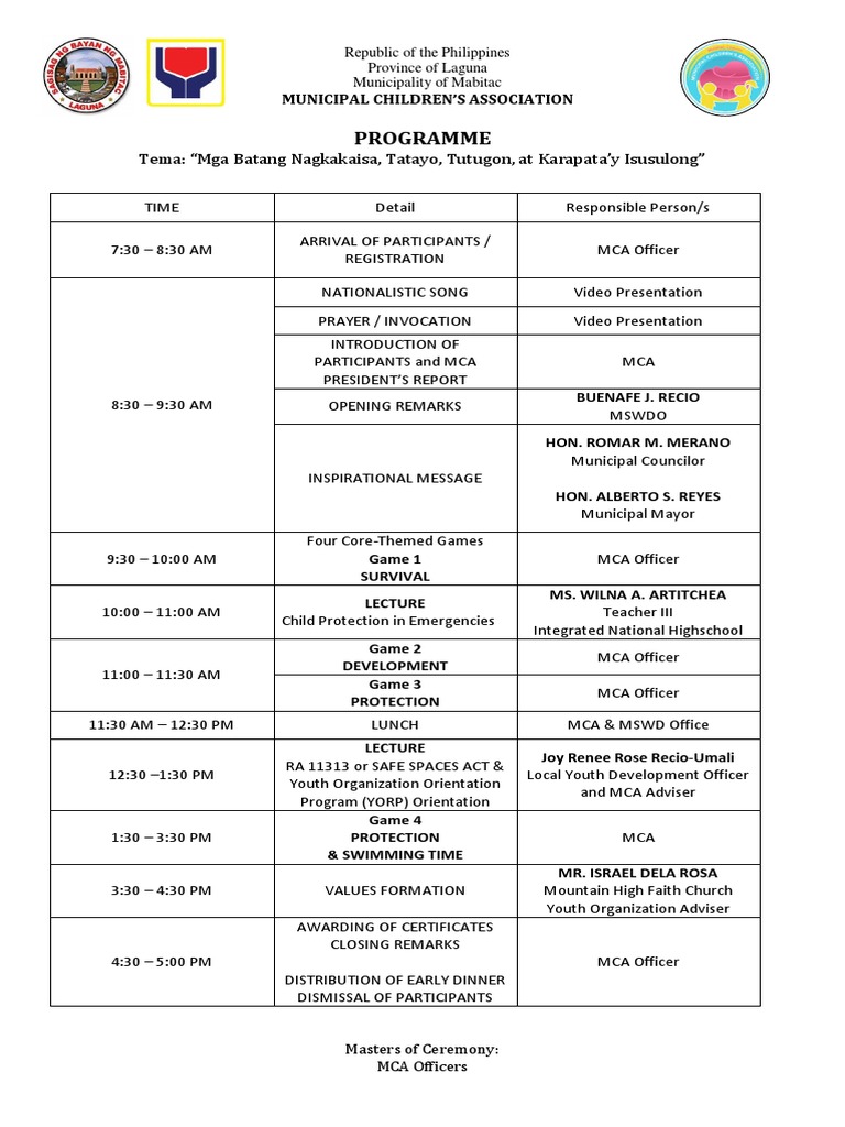 Children's Congress Program | PDF