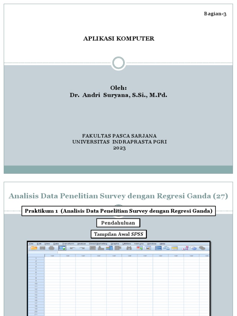 Panduan SPSS: Regresi Ganda dan Data Survey | PDF | Pengelolaan Keuangan & Uang | Metode & Bahan ...