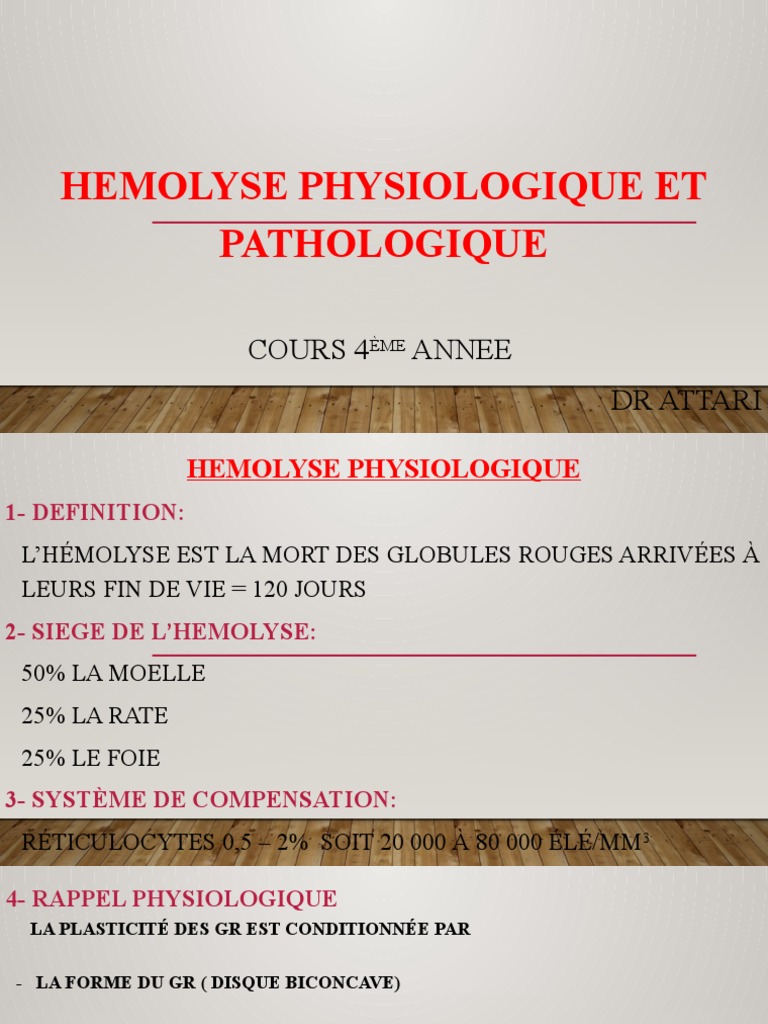Hémolyse : Physiologique et Pathologique | PDF | Sciences et mathématiques