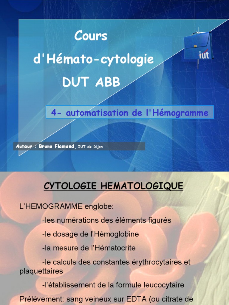 Automatisation de l'Hémogramme | PDF | Tissu biologique | Hématologie