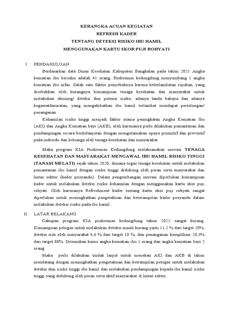 KAK Sosialisasi KSPR | PDF