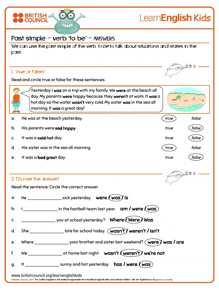 Grammar Practice Past Simple Verb To Be Worksheet Answers | PDF ...