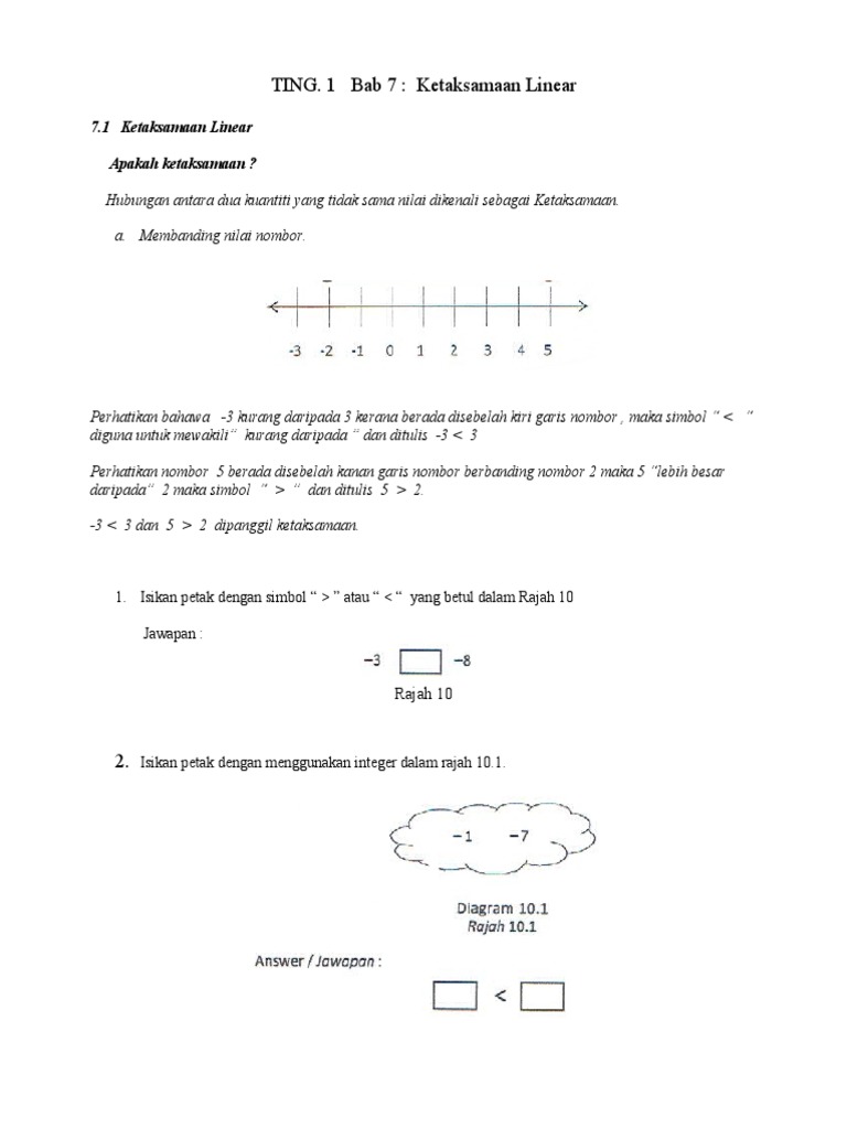 T1 Bab 7 Ketaksamaan Linear | PDF