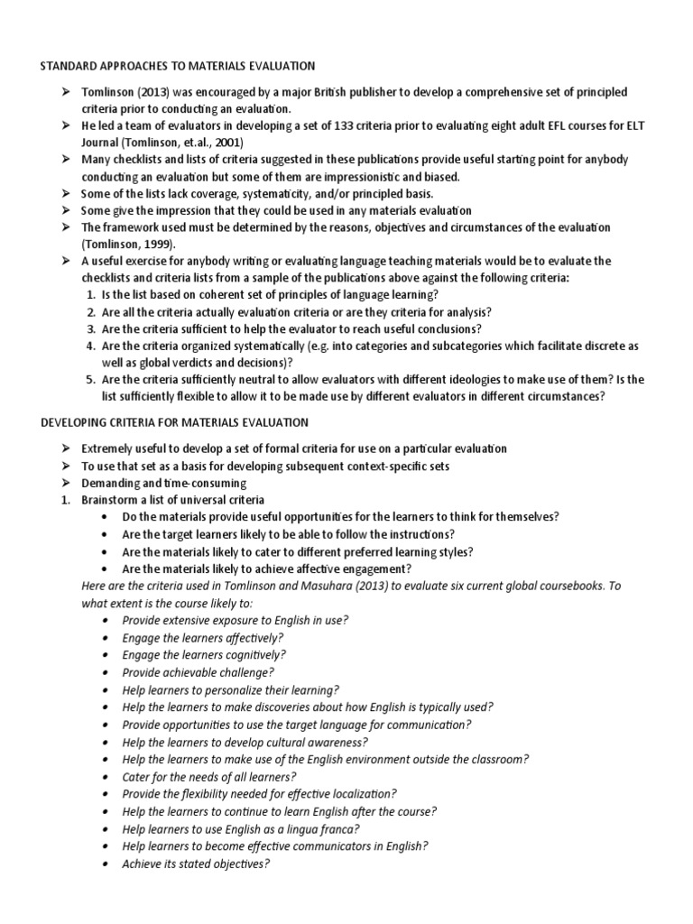 UNIT 2_MATERIALS EVALUATION APPROACHES AND PROCEDURES | PDF