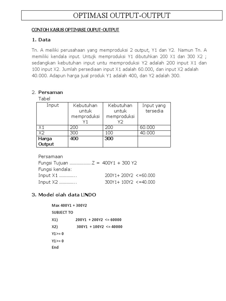 Kasus Optimasi Output-Output | PDF