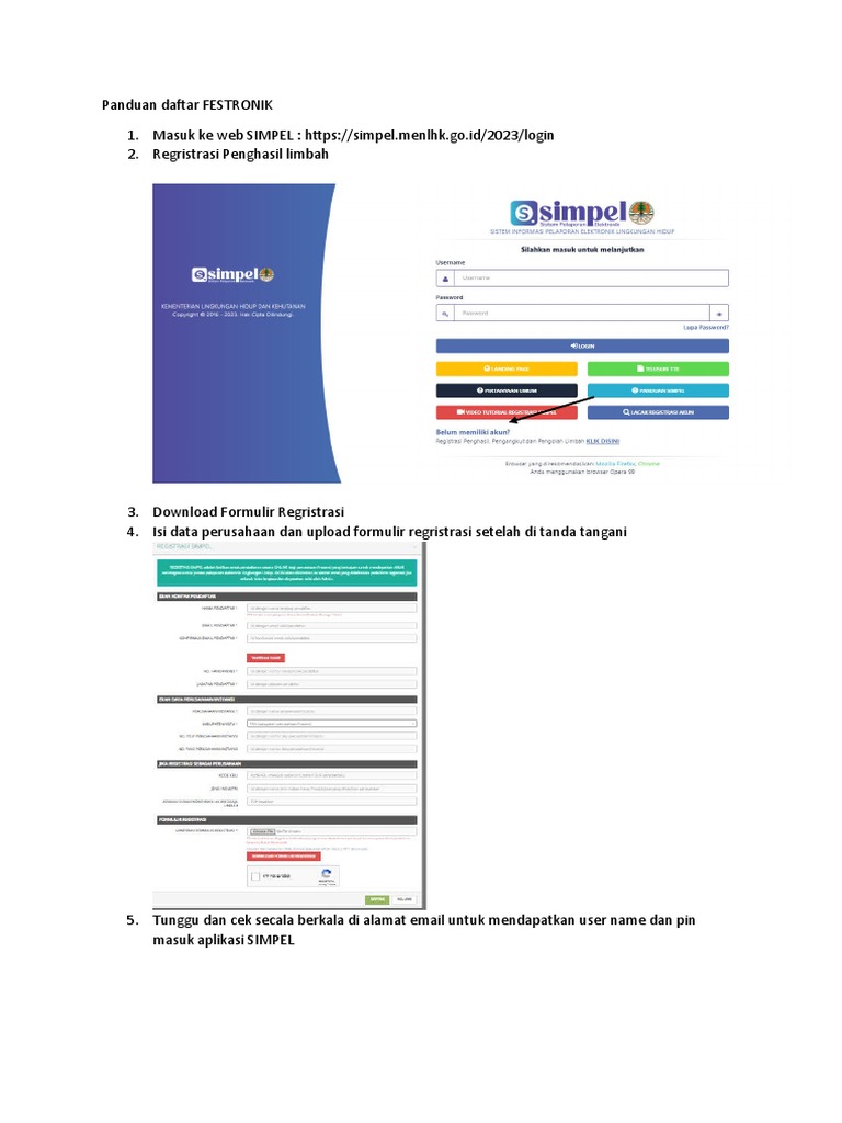 Panduan Daftar SIMPEL-FESTRONIK | PDF