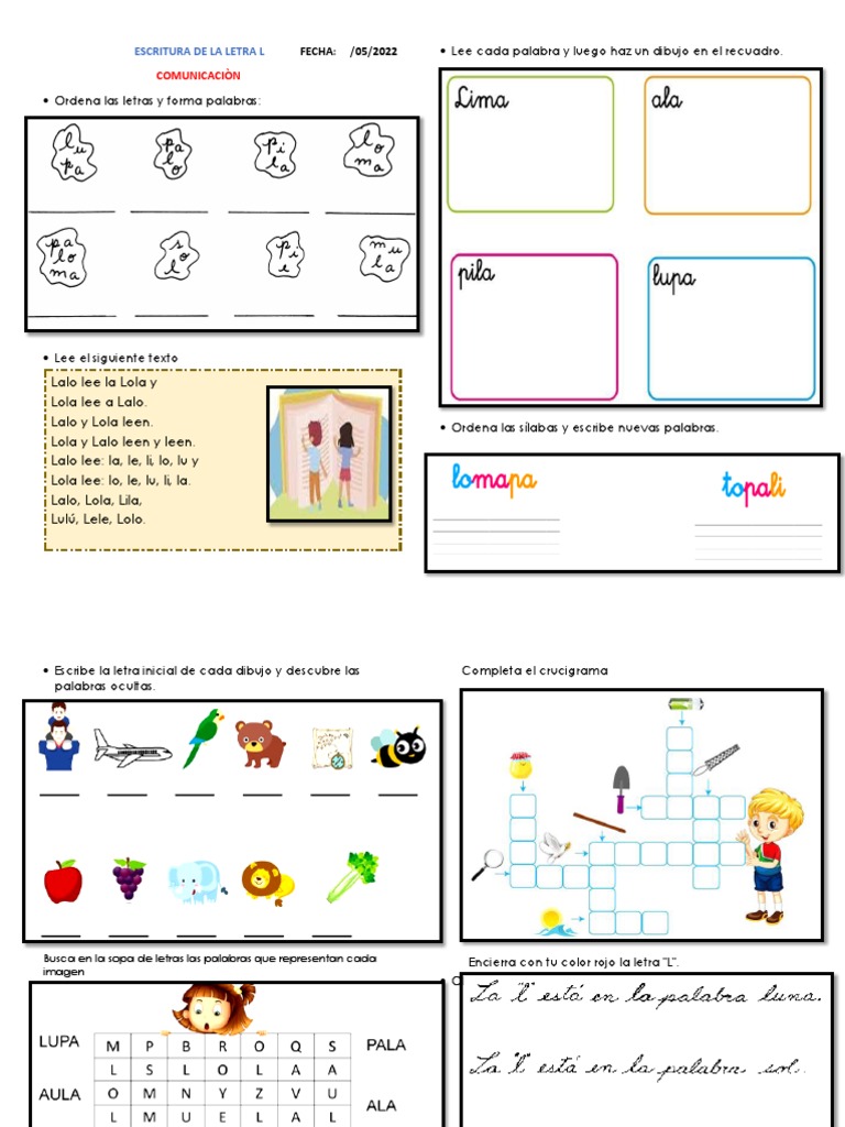 Escritura De La Letra L Pdf