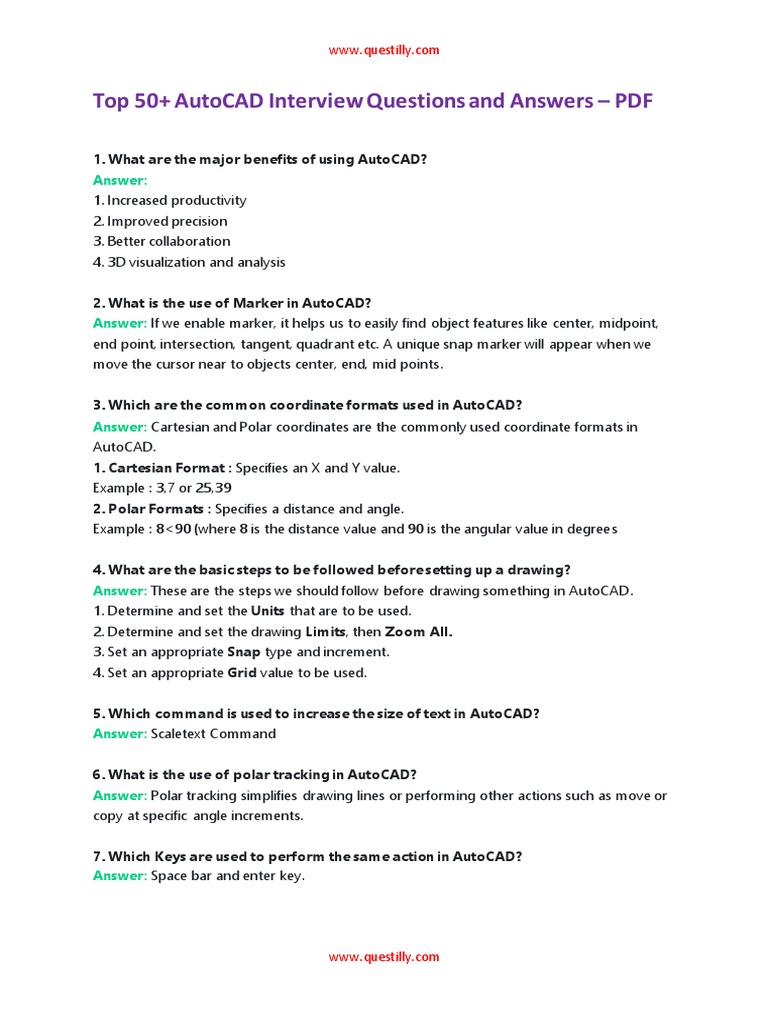 AutoCAD Interview Questions & Answers | PDF | Software | Computing