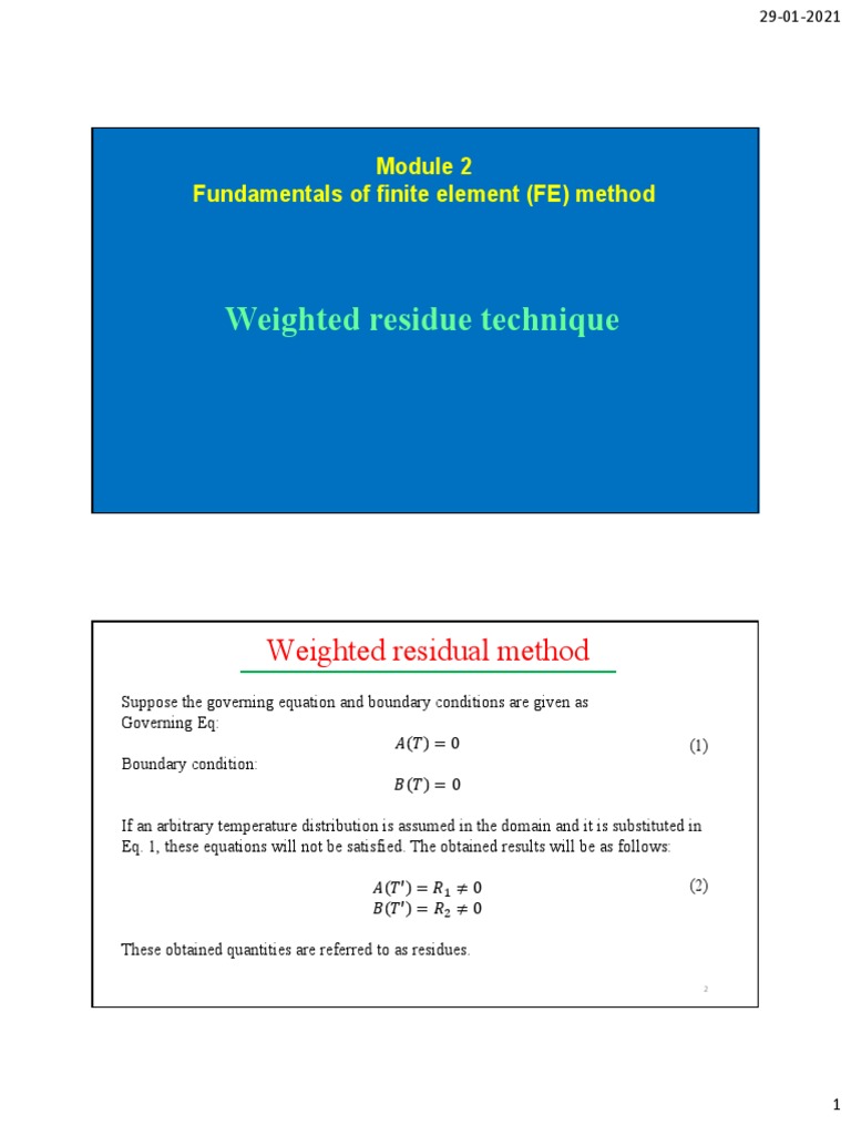 Week 3 (II) - Weighted Residual Method | PDF | Function (Mathematics) | Errors And Residuals