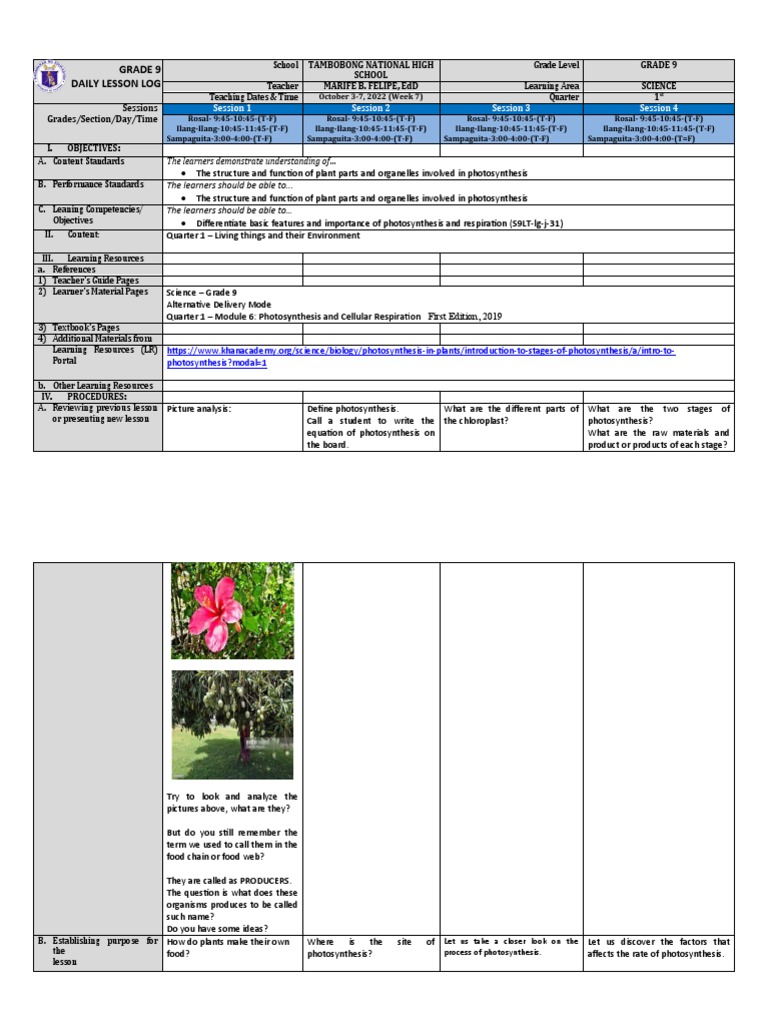 Quarter 1 Week 7 Final 1 | PDF | Photosynthesis | Educational Assessment