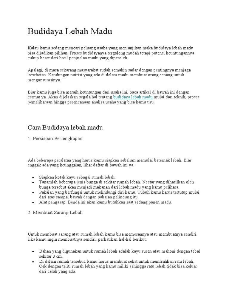 Budidaya Lebah Madu | PDF