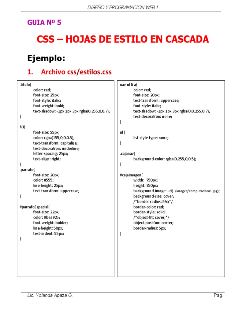 Guia 5 CSS | PDF