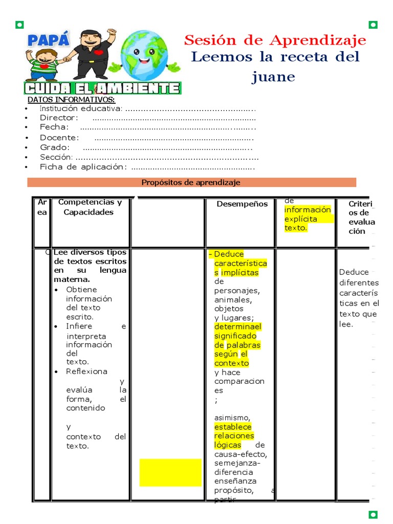 2° Sesión Día 5 Com Leemos La Receta Del Juane - Refuerzo Escolar ...