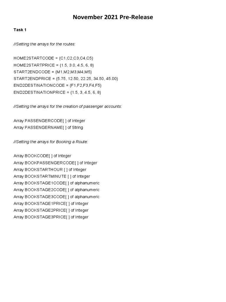 November 2021 Pre Answers | PDF | Computer Programming