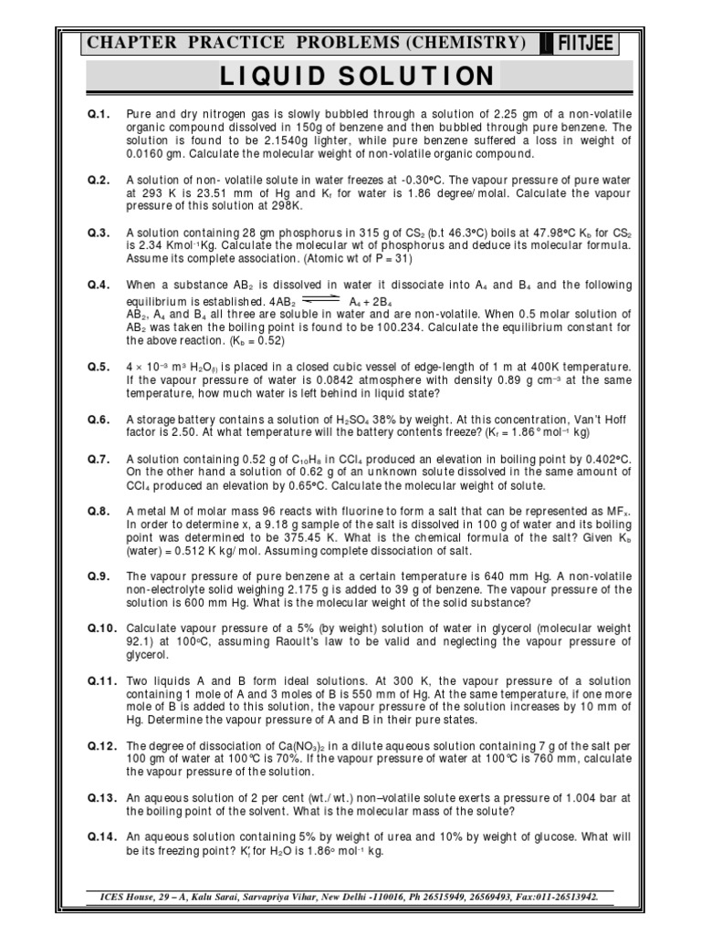 Cpp-Liquid Solution-Pkd - VKT | PDF | Water | Mole (Unit)