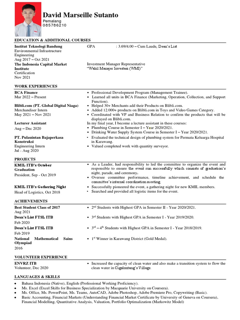 ACV - TEMPLATE (David Marseille Sutanto) | PDF | Economies | Business