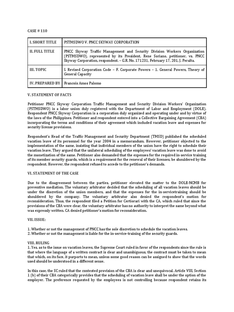 CASE # 110 I. Short Title Ii. Full Title | PDF