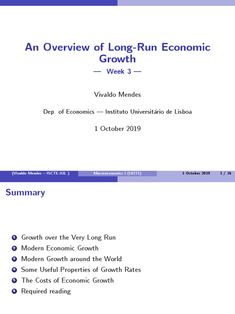 Chapter 3. An Overview of Long-Run Economic Growth | PDF