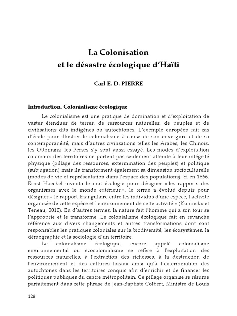 Colonisation et écologie en Haïti | PDF | Colonialisme | Haïti