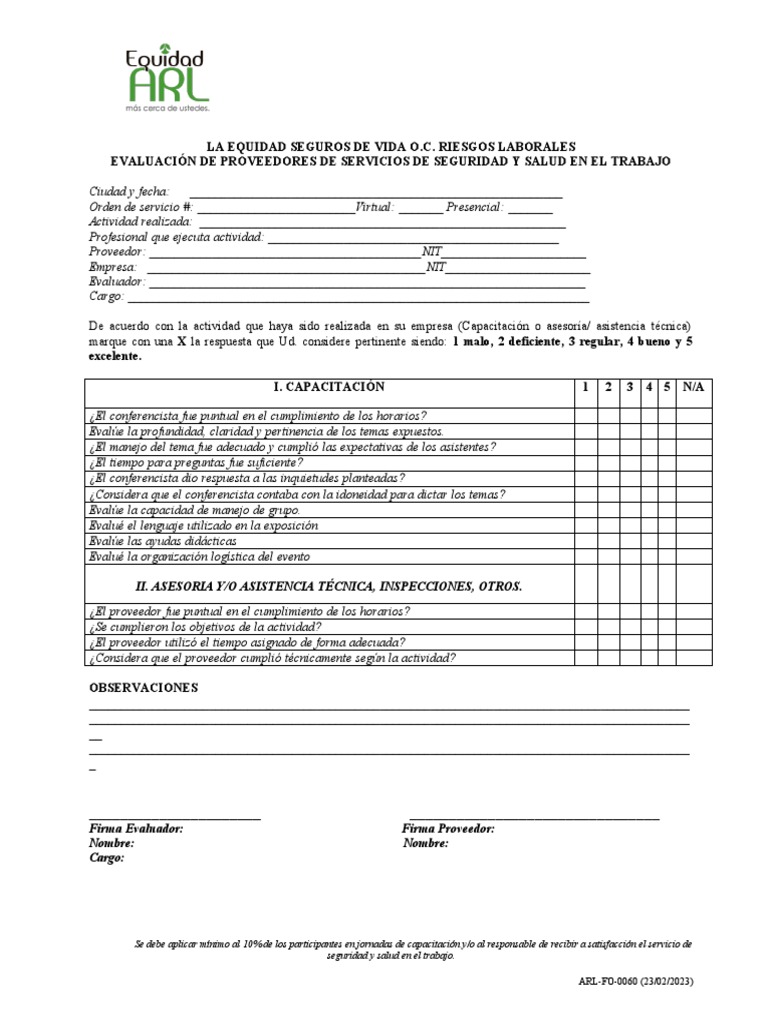 ARL-FO-0060 - Formato - Evaluacion - de - Proveedores - Caso (02-2023 ... ARL-FO-0060 - Formato - Evaluacion - de - Proveedores - Caso (02-2023 ...