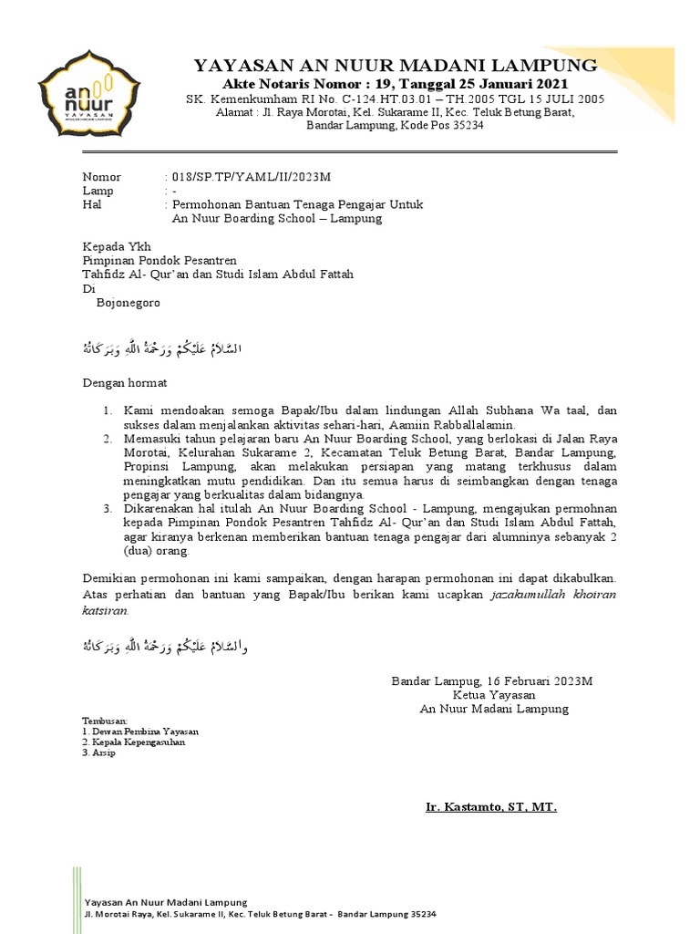 Surat Permohonan Bantuan Tenaga Pengajar | PDF Surat Permohonan Bantuan Tenaga Pengajar | PDF