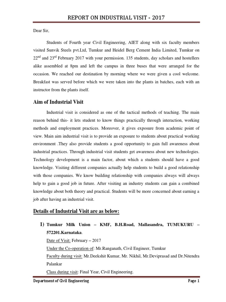 Industrial Visit TH Year | PDF