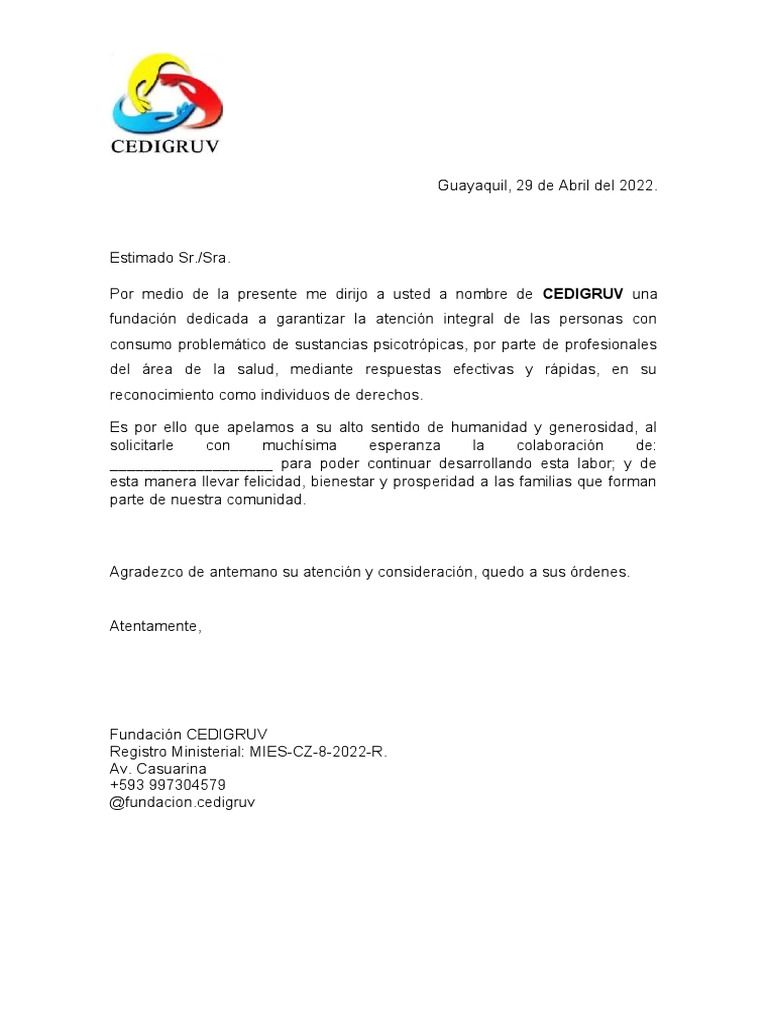 FORMATO DE SOLICITUD DE DONACION | PDF